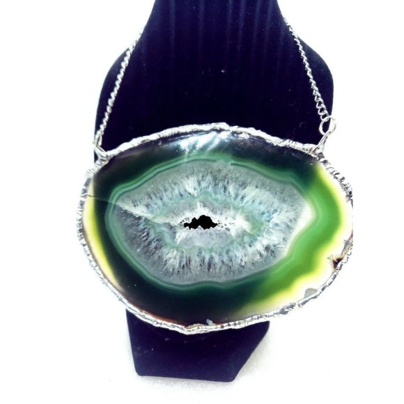 Handmade | Jewelry | Huge Agate Crystal Necklace Geode Slice Statement ...